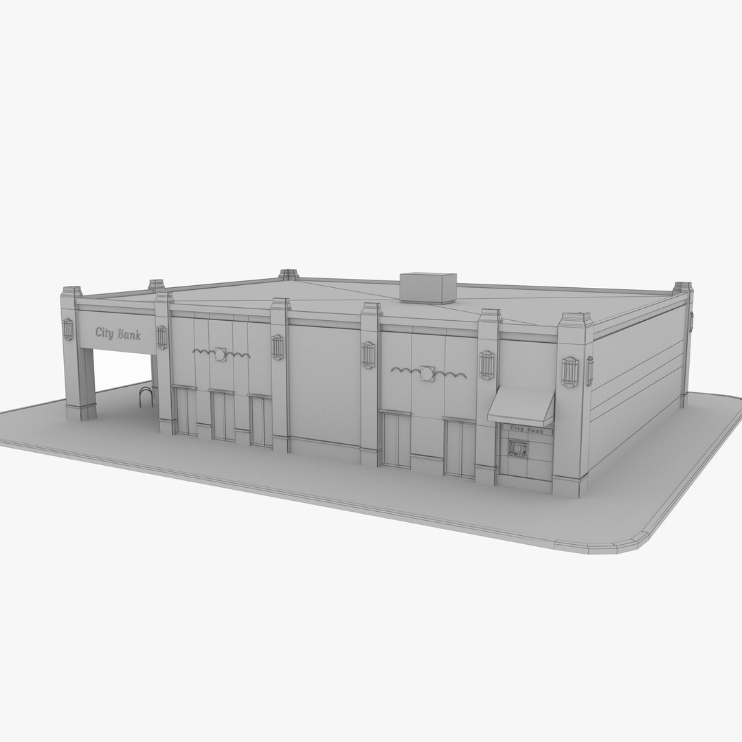 Bank Building Model - TurboSquid 1312153