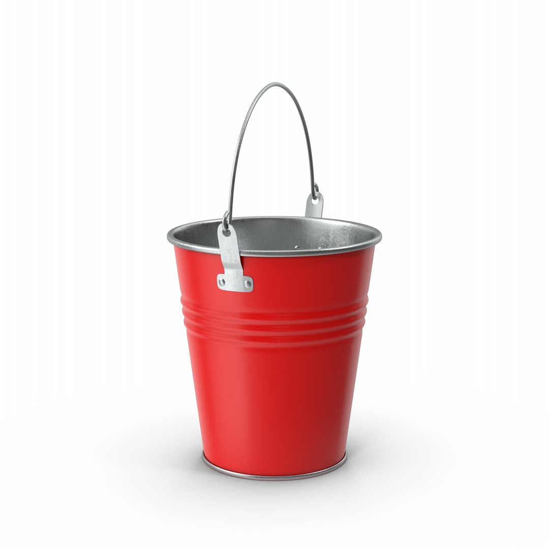 3D Red Metal Bucket - TurboSquid 2193446