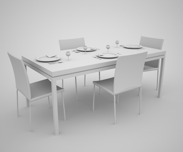 dinning table chairs settings 3d max