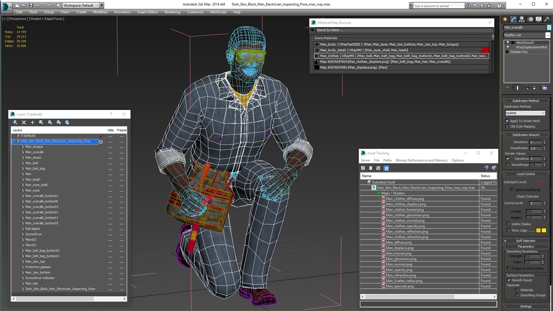 3D model Dark Skin Black Man Electrician Inspecting Pose - TurboSquid ...