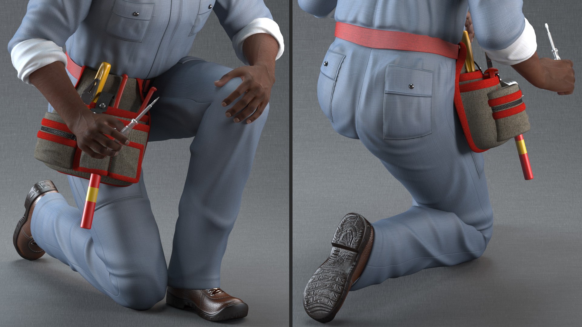3D model Dark Skin Black Man Electrician Inspecting Pose - TurboSquid ...