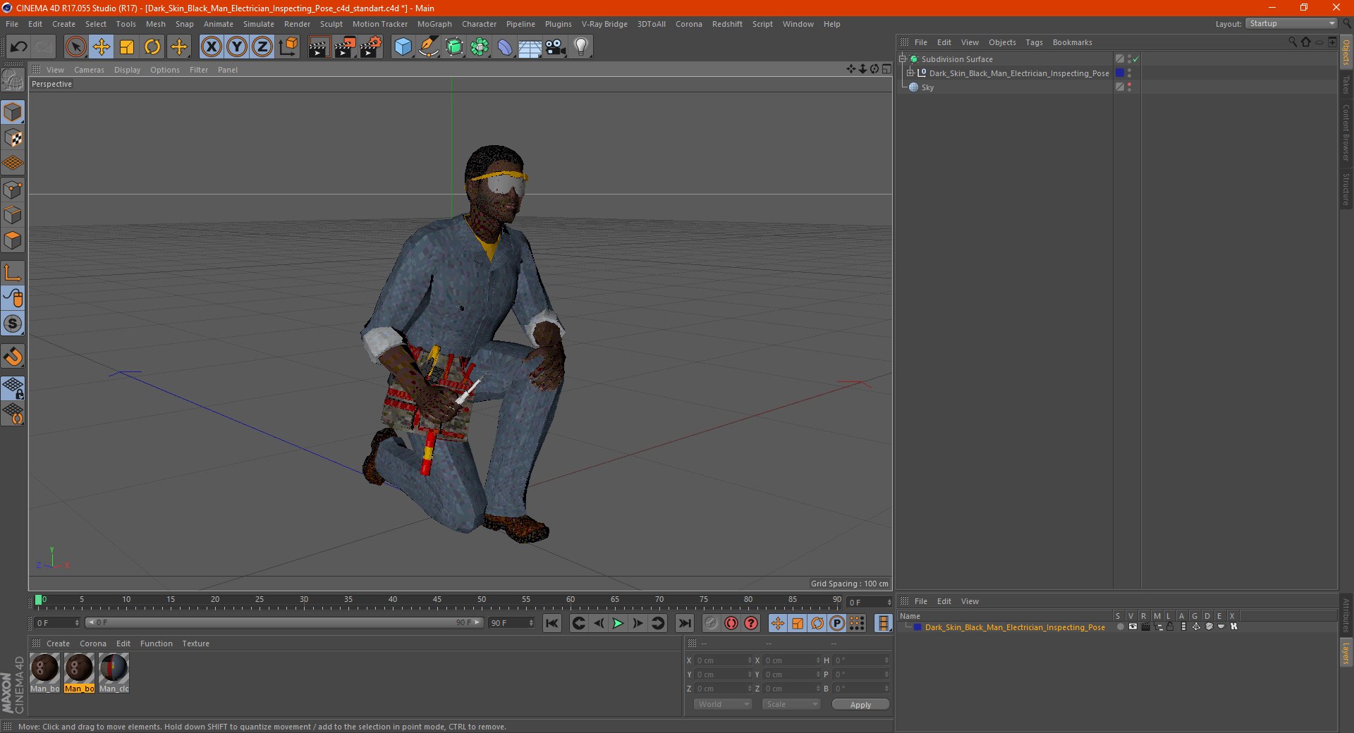 3D model Dark Skin Black Man Electrician Inspecting Pose - TurboSquid ...