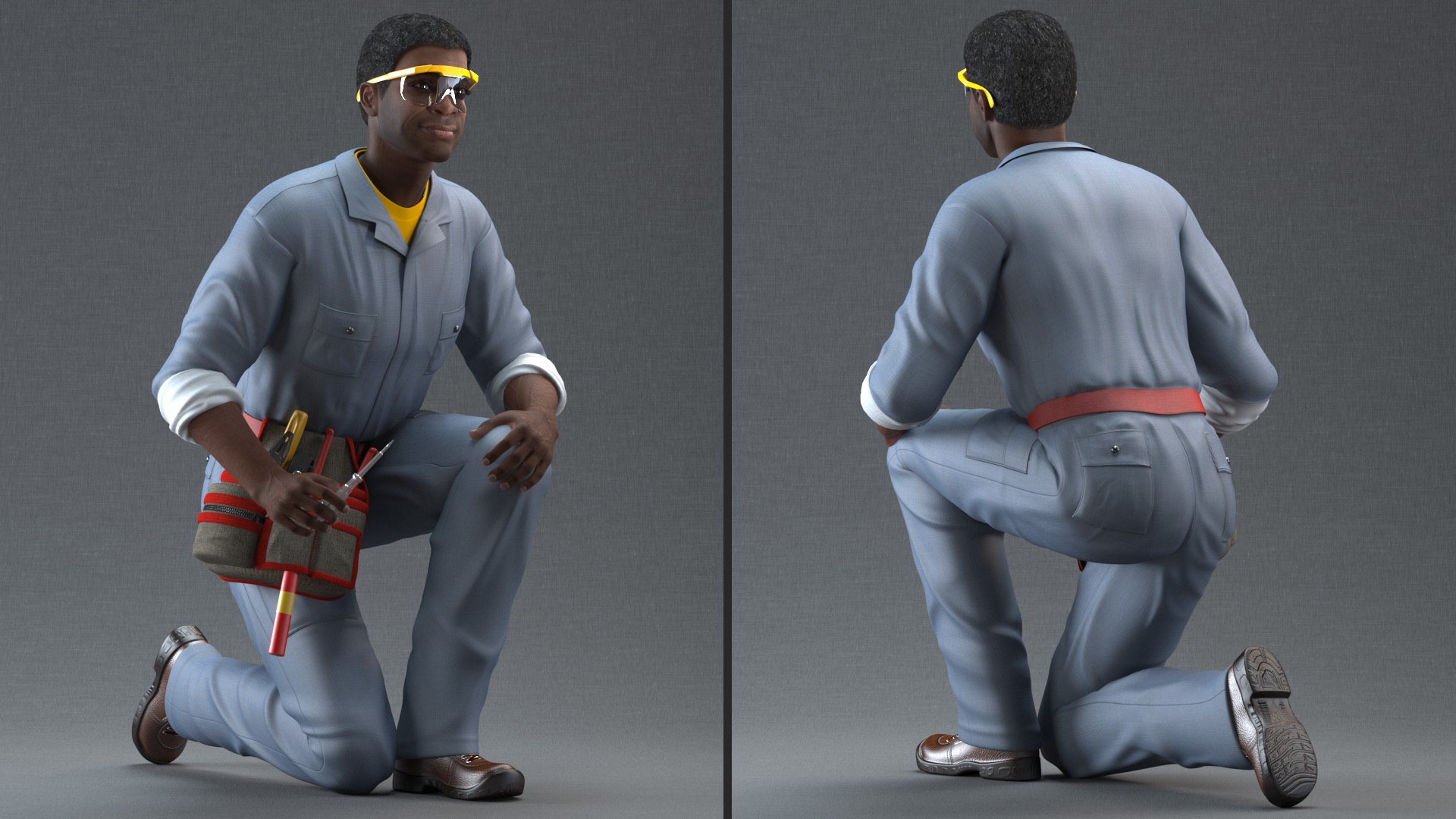 3D model Dark Skin Black Man Electrician Inspecting Pose - TurboSquid ...