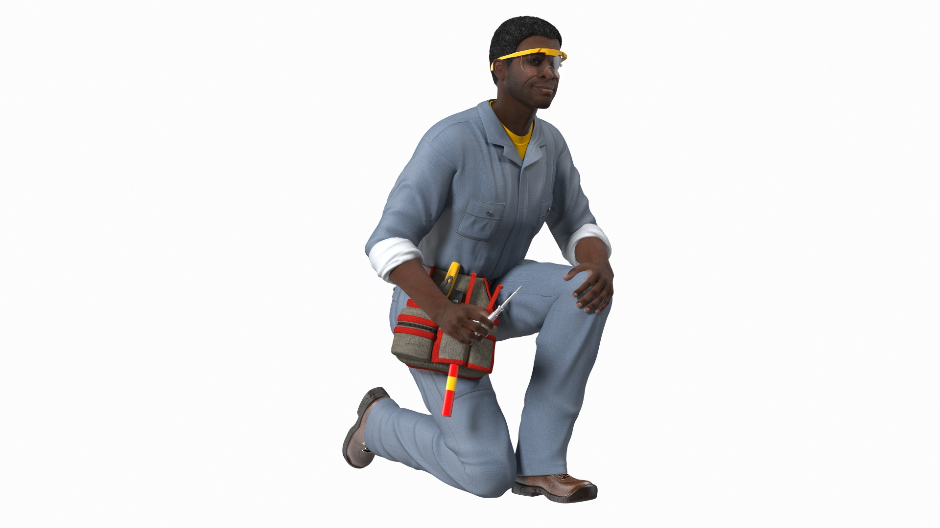 3D model Dark Skin Black Man Electrician Inspecting Pose - TurboSquid ...