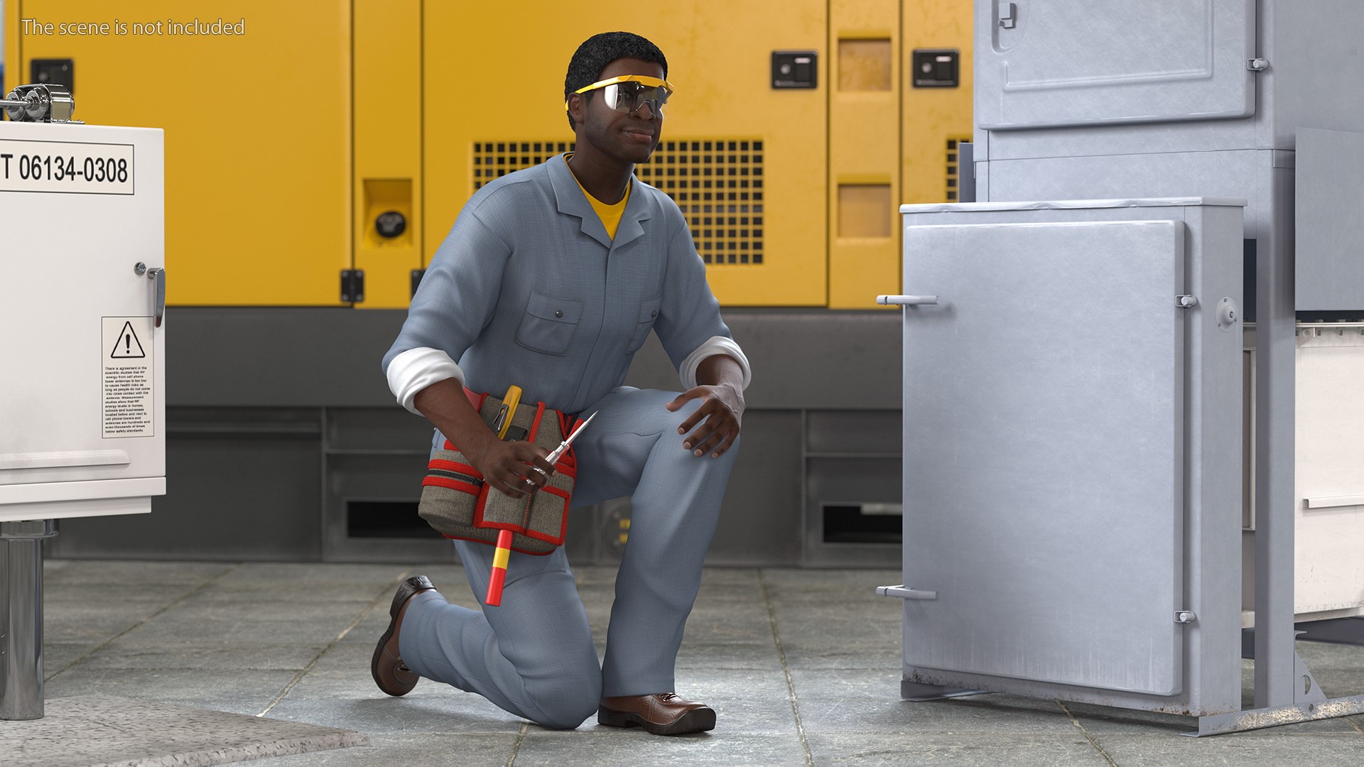 3D model Dark Skin Black Man Electrician Inspecting Pose - TurboSquid ...