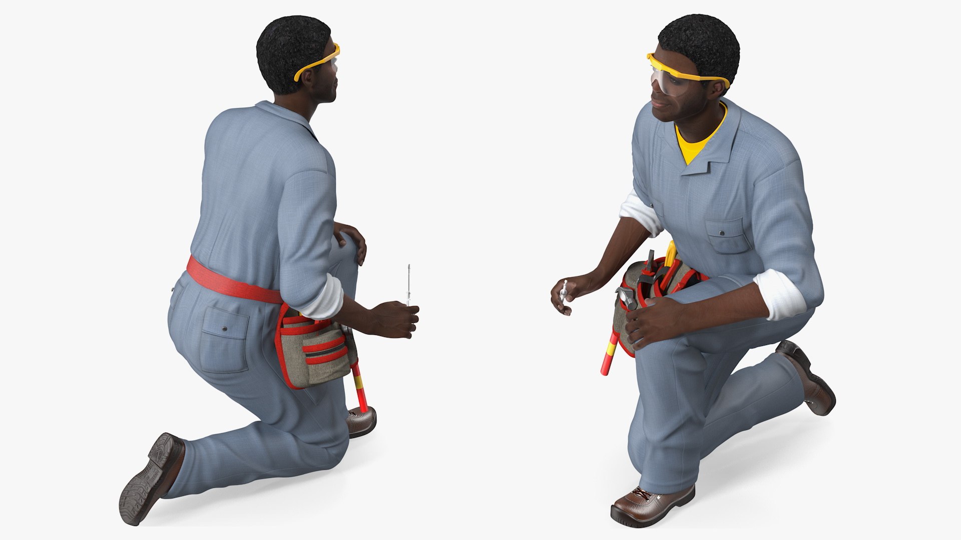 3D model Dark Skin Black Man Electrician Inspecting Pose - TurboSquid ...