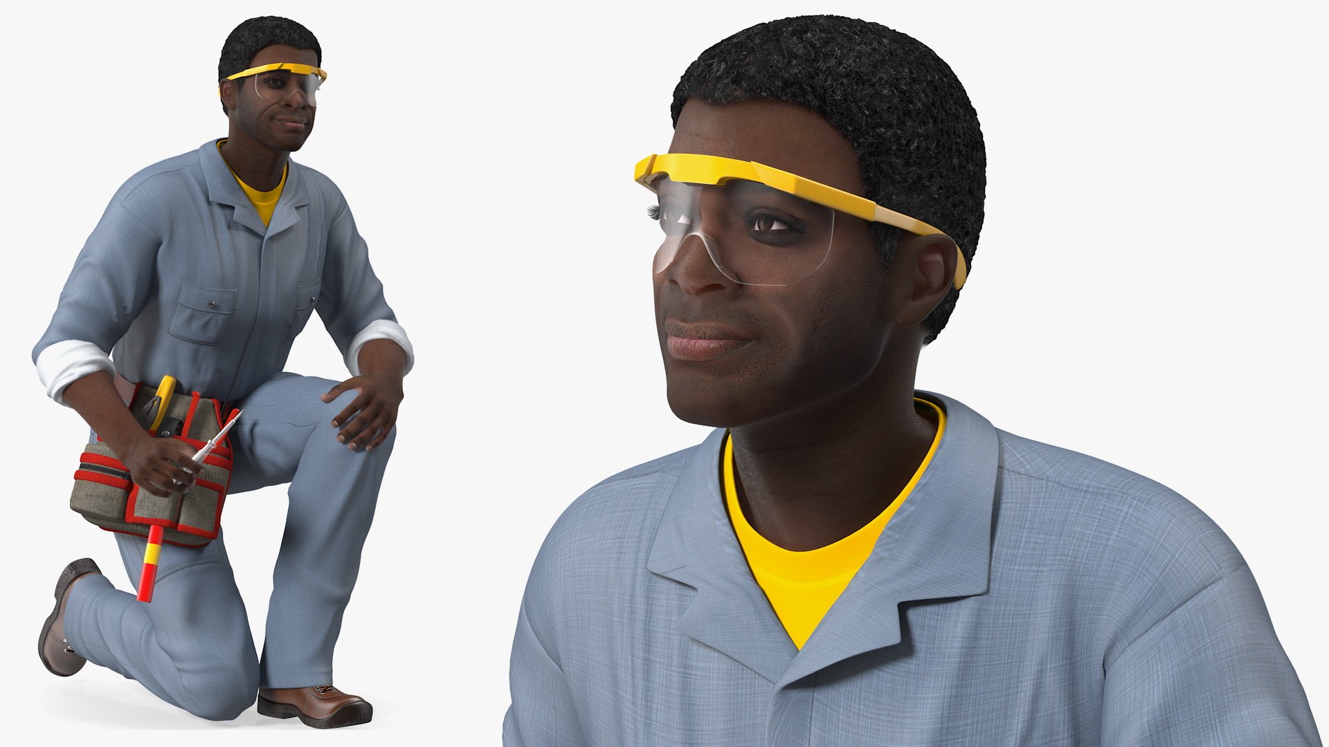 3D model Dark Skin Black Man Electrician Inspecting Pose - TurboSquid ...