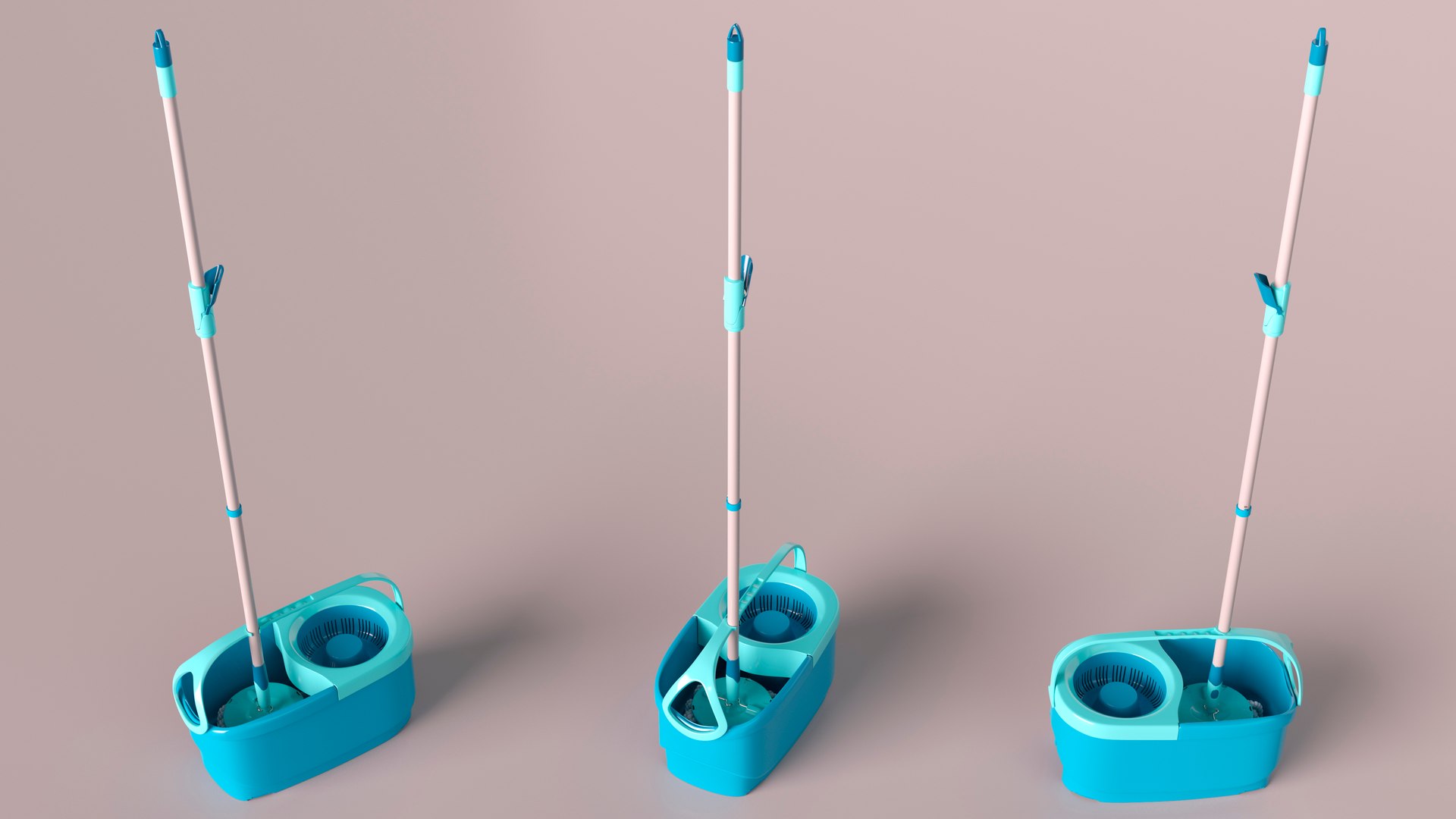 Bucket With Power Spin Wringer And Twist Mop Turquoise 3D - TurboSquid ...