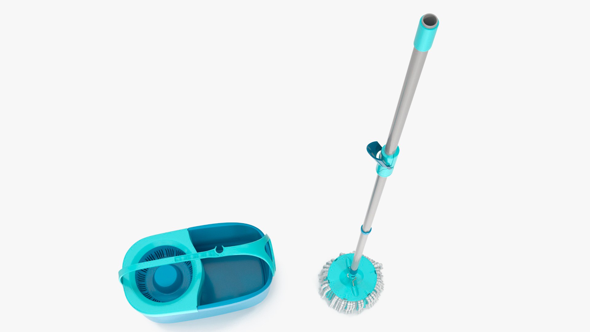 Bucket With Power Spin Wringer And Twist Mop Turquoise 3D - TurboSquid ...