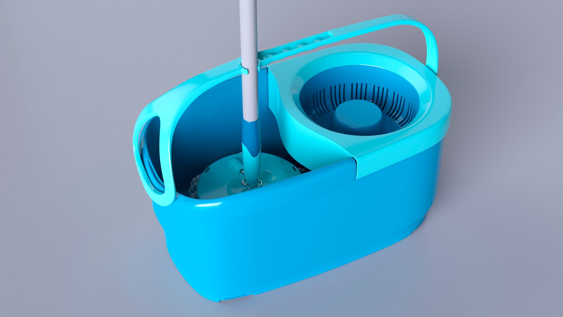 Bucket With Power Spin Wringer And Twist Mop Turquoise 3D - TurboSquid ...