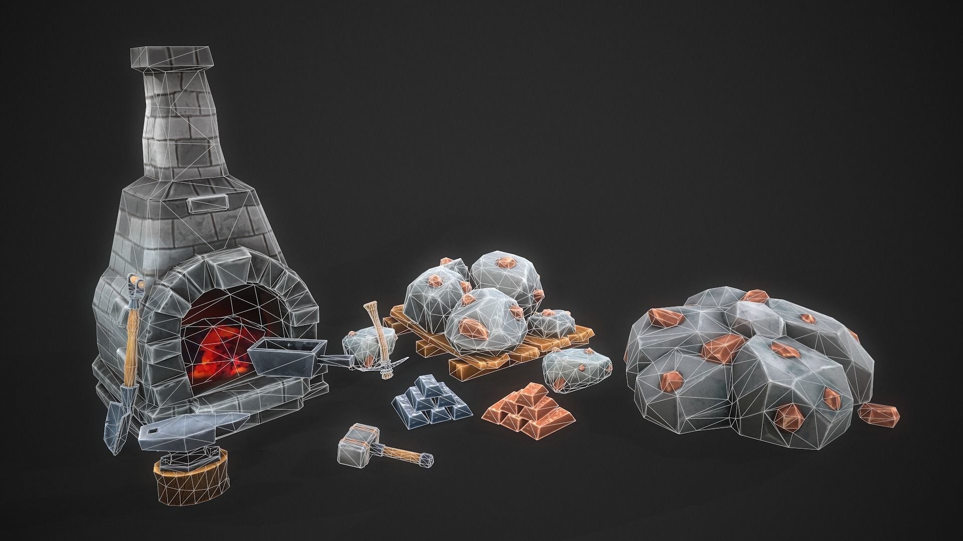 3D Stylized Stone And Iron Resource Pack - TurboSquid 2110032