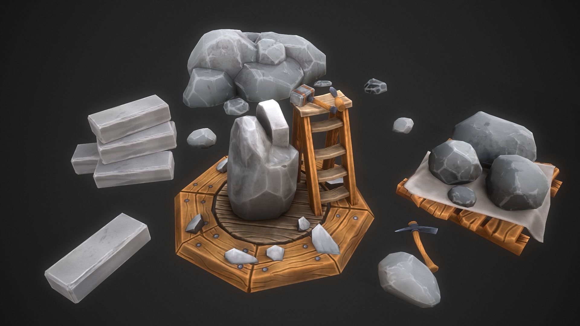 3D Stylized Stone And Iron Resource Pack - TurboSquid 2110032