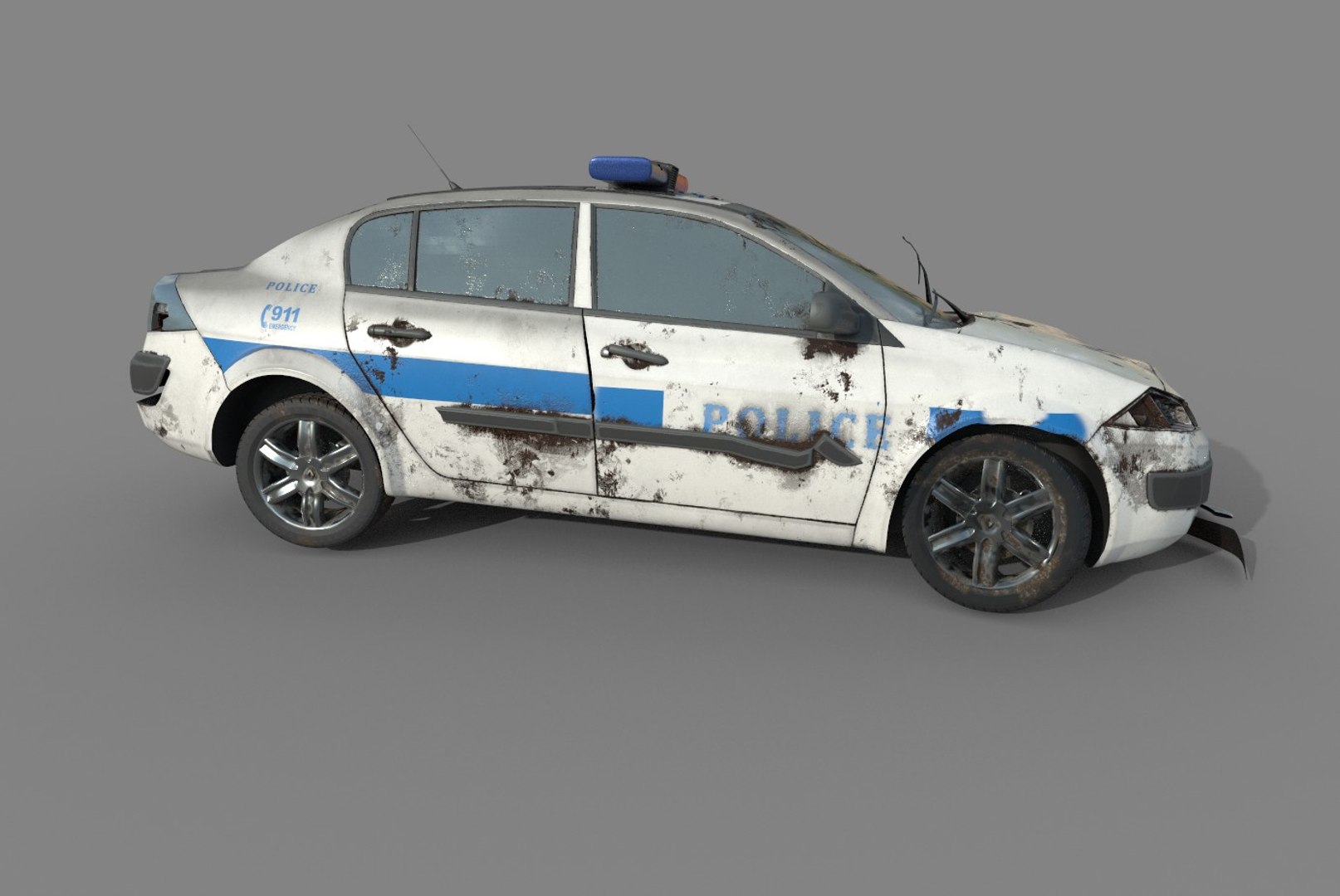 3D Model Wrecked Destroyed Police Car - TurboSquid 1657277