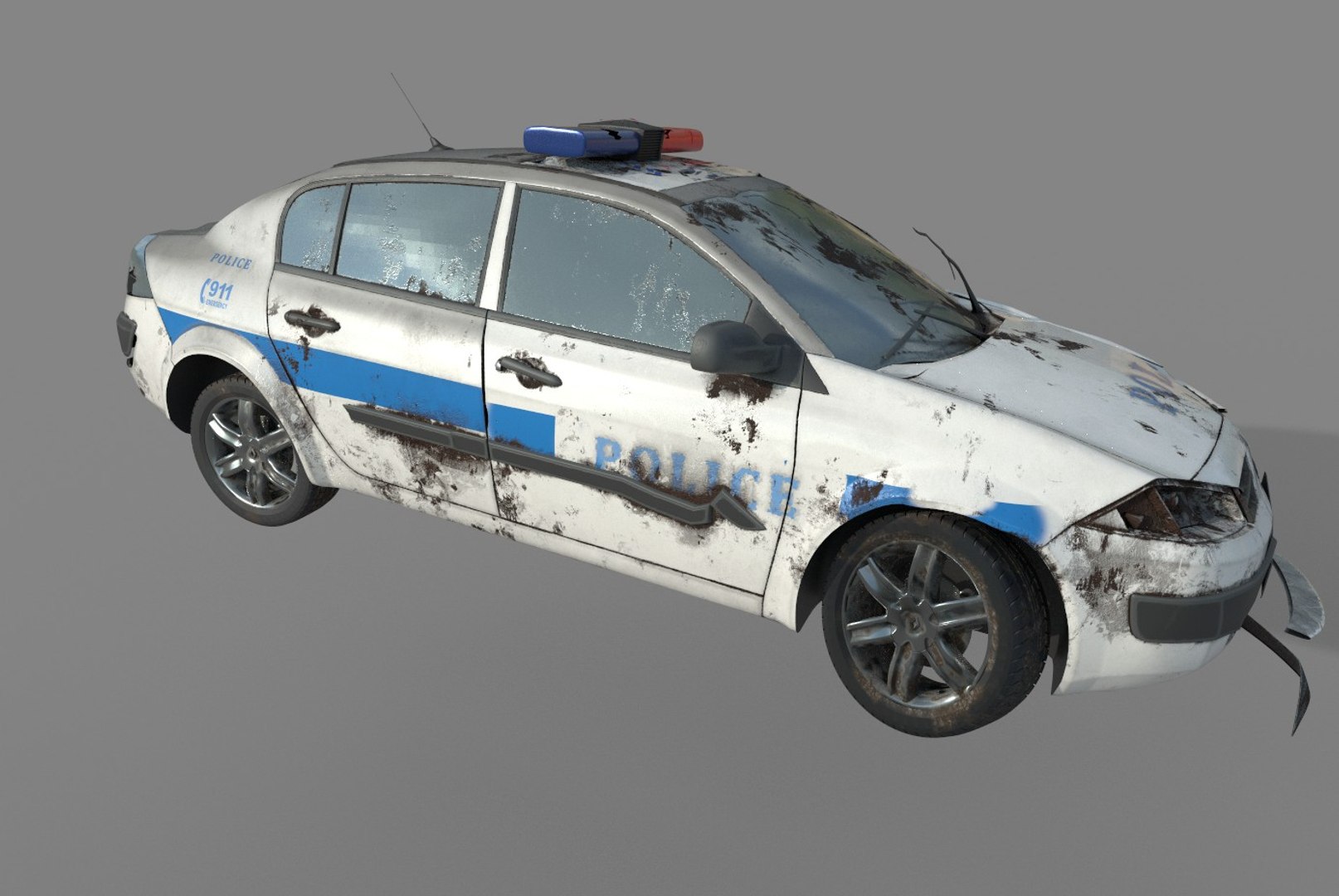 3D Model Wrecked Destroyed Police Car - TurboSquid 1657277