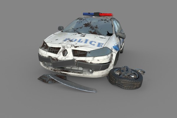 3D model wrecked destroyed police car - TurboSquid 1657277