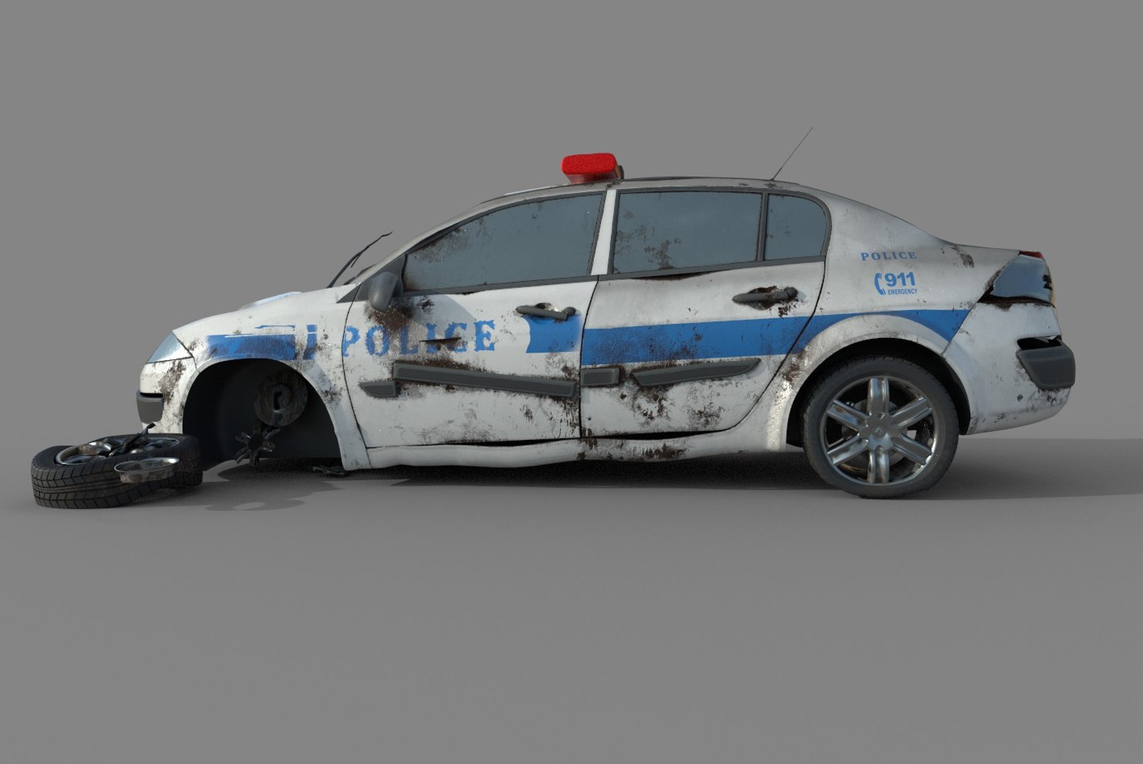 3D Model Wrecked Destroyed Police Car - TurboSquid 1657277
