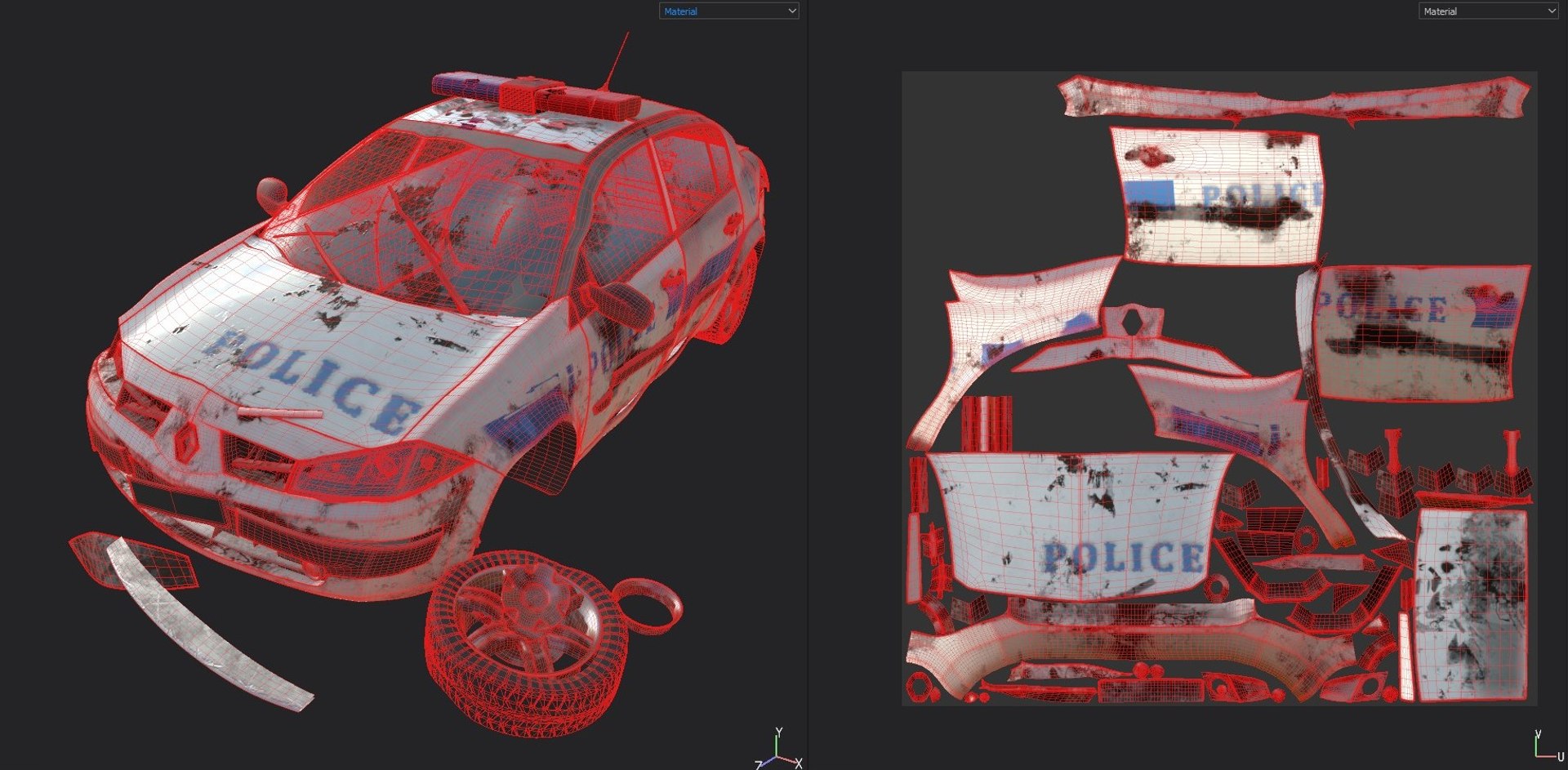 3D Model Wrecked Destroyed Police Car - TurboSquid 1657277
