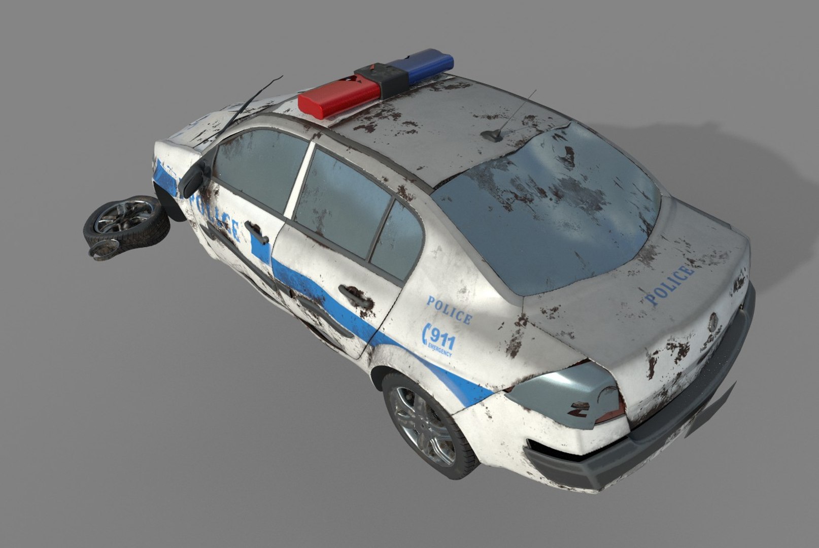 3D Model Wrecked Destroyed Police Car - TurboSquid 1657277