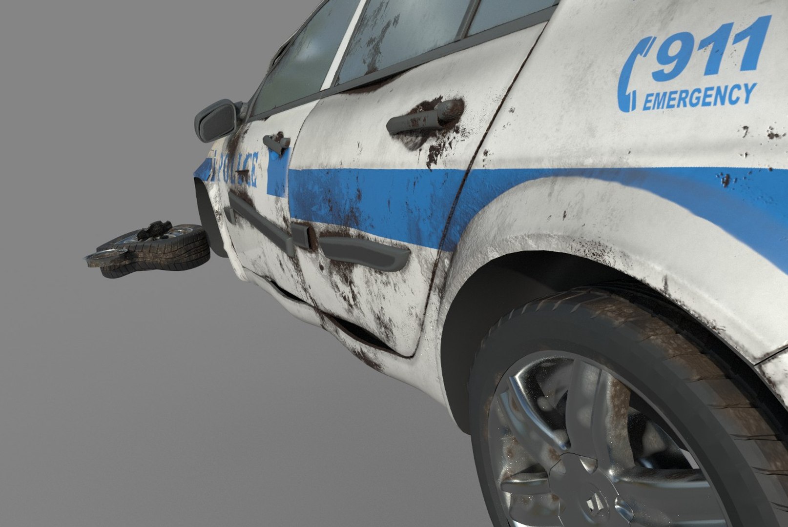 3D Model Wrecked Destroyed Police Car - TurboSquid 1657277