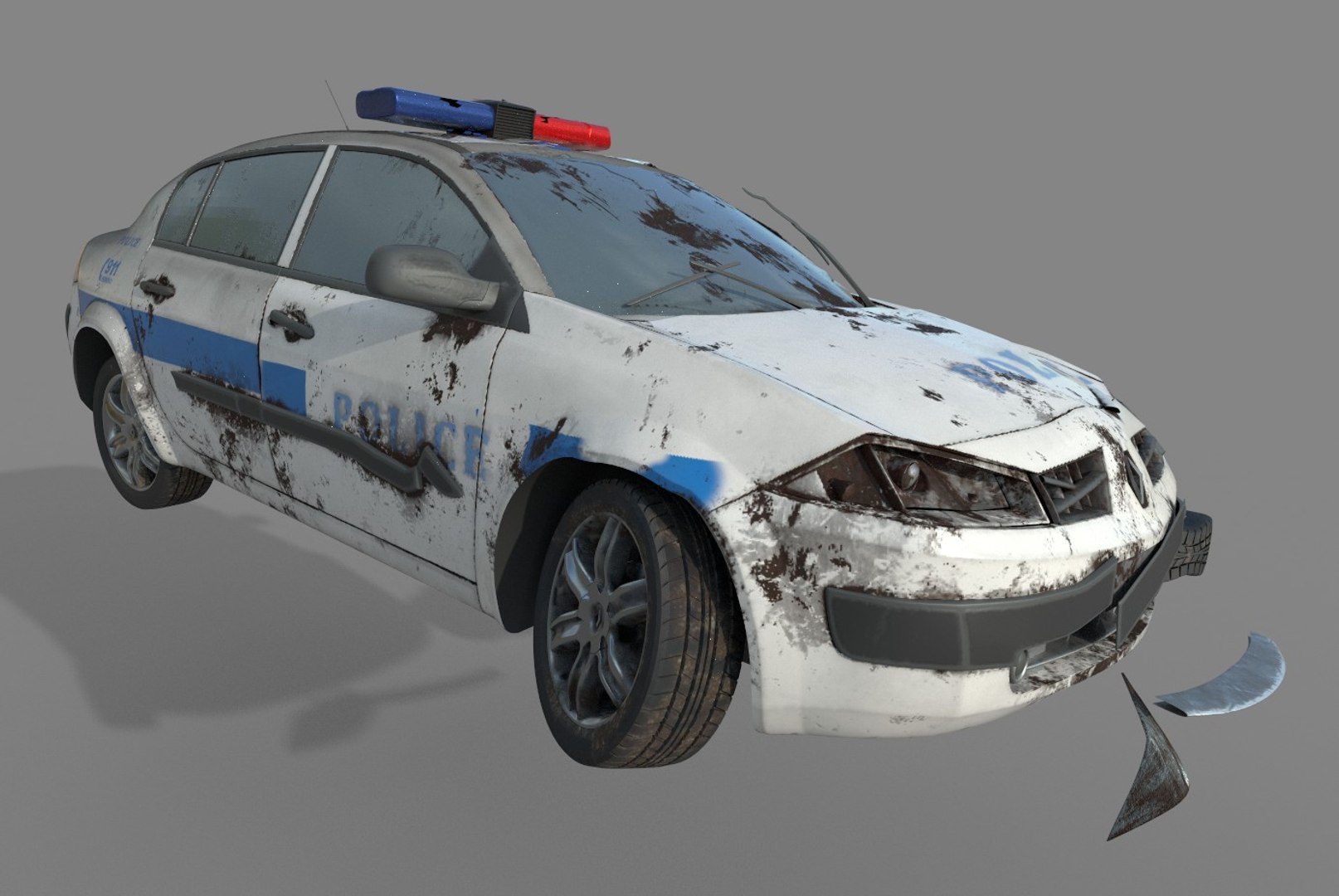 3D Model Wrecked Destroyed Police Car - TurboSquid 1657277
