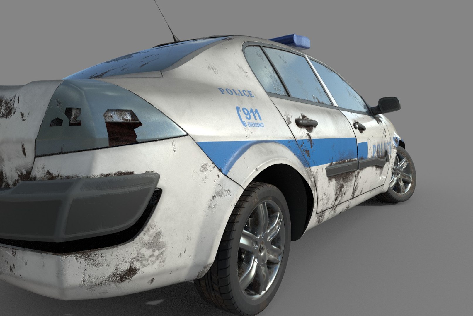 3D Model Wrecked Destroyed Police Car - TurboSquid 1657277