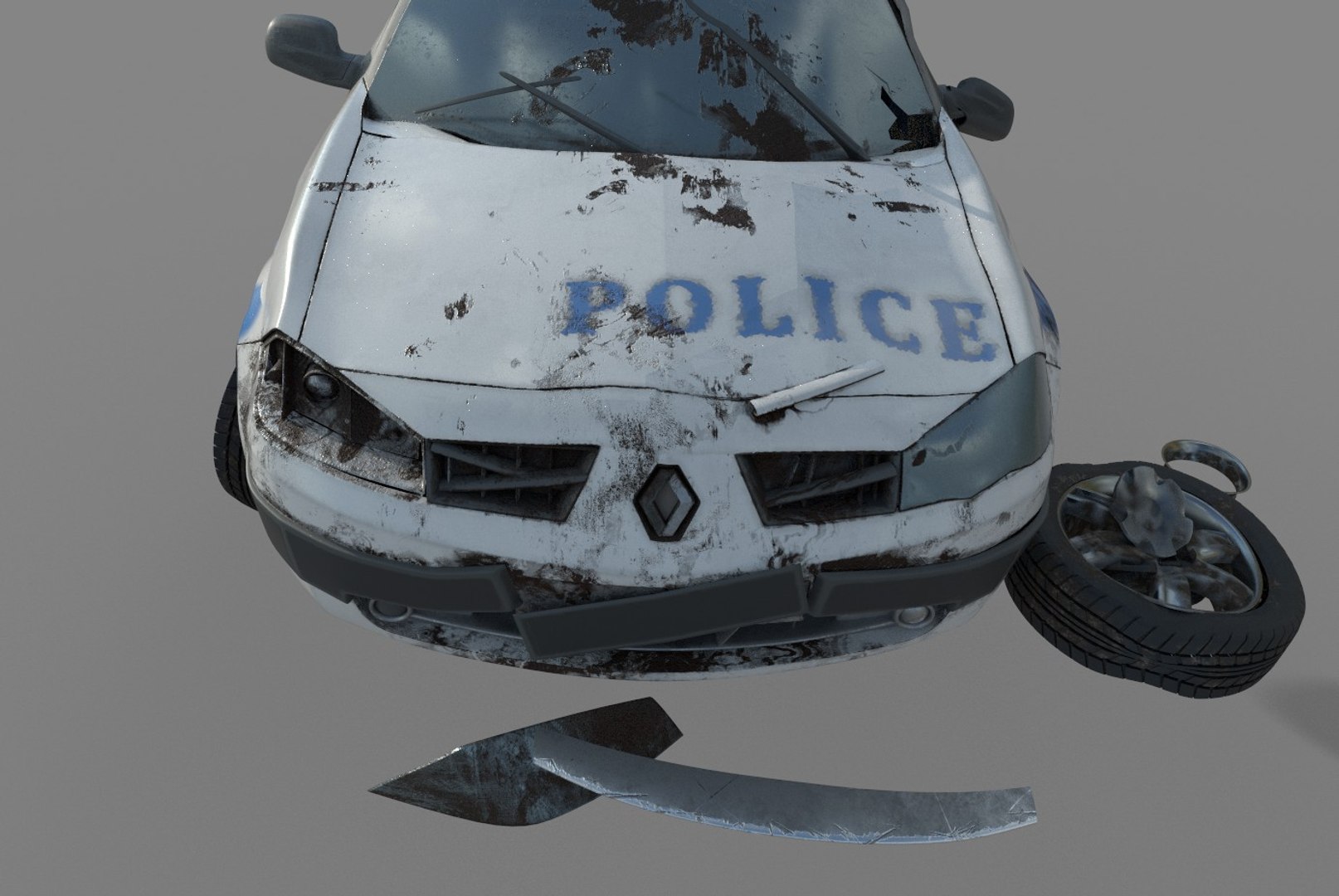 3D Model Wrecked Destroyed Police Car - TurboSquid 1657277