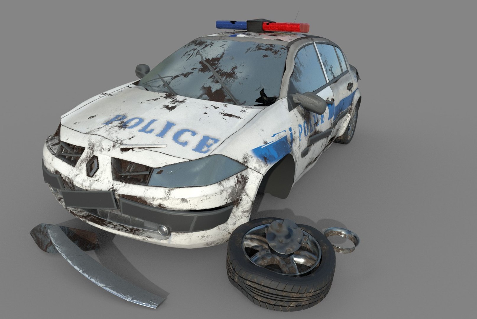 3D Model Wrecked Destroyed Police Car - TurboSquid 1657277