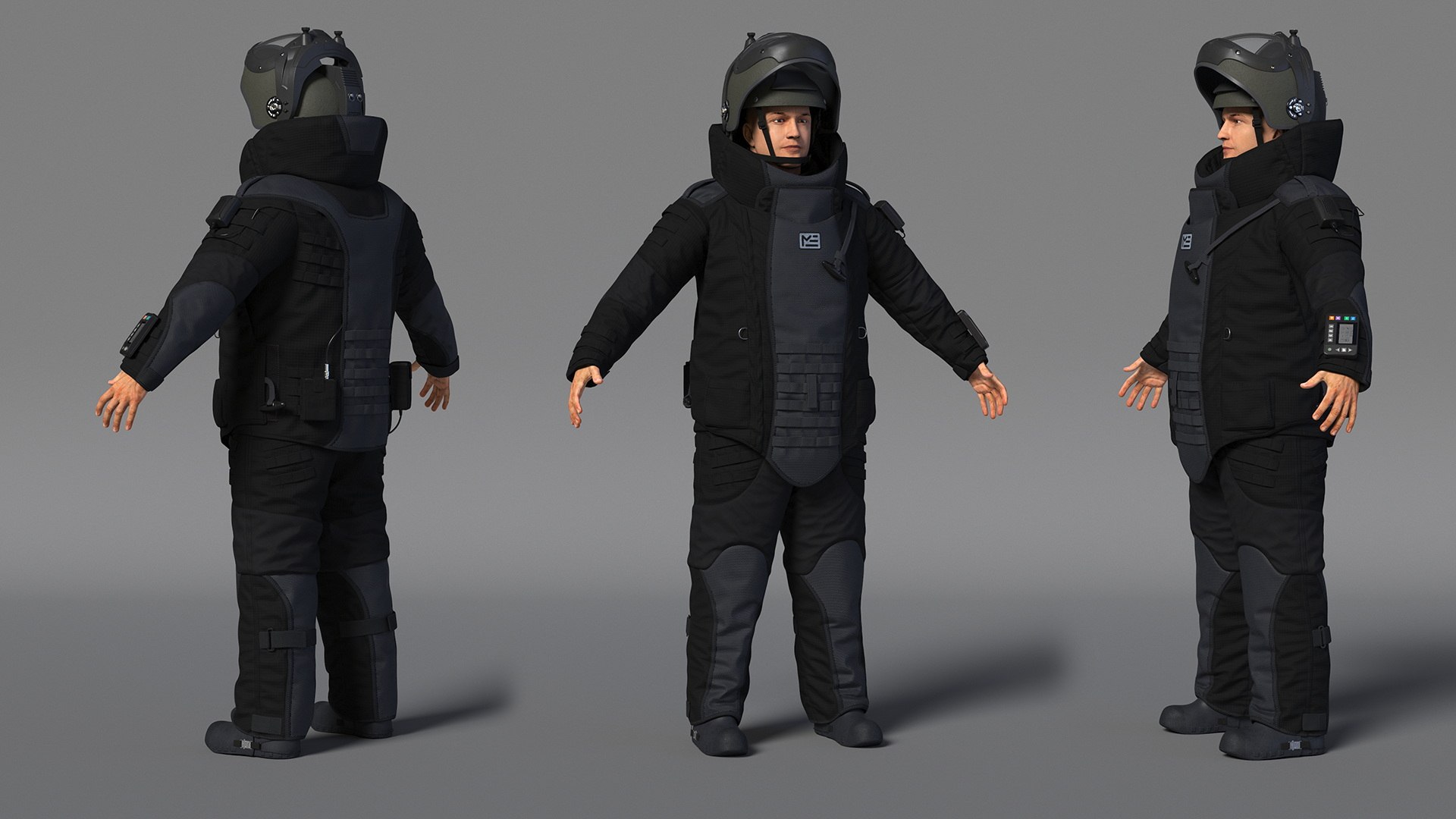 3D EOD 10 Bomb Suit Black Rigged For Cinema 4D - TurboSquid 2295956