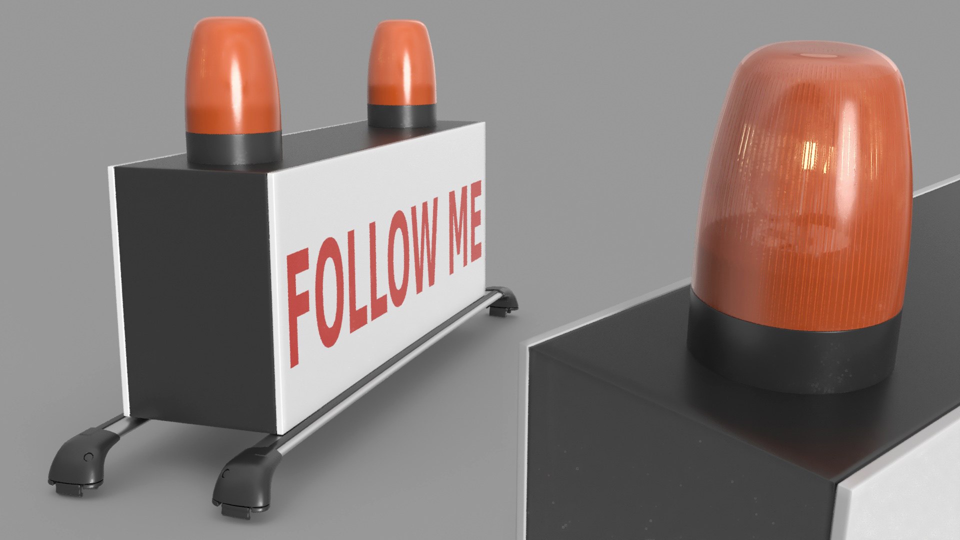 Airport Follow Me Sign With Warning Lights 3D - TurboSquid 2323091