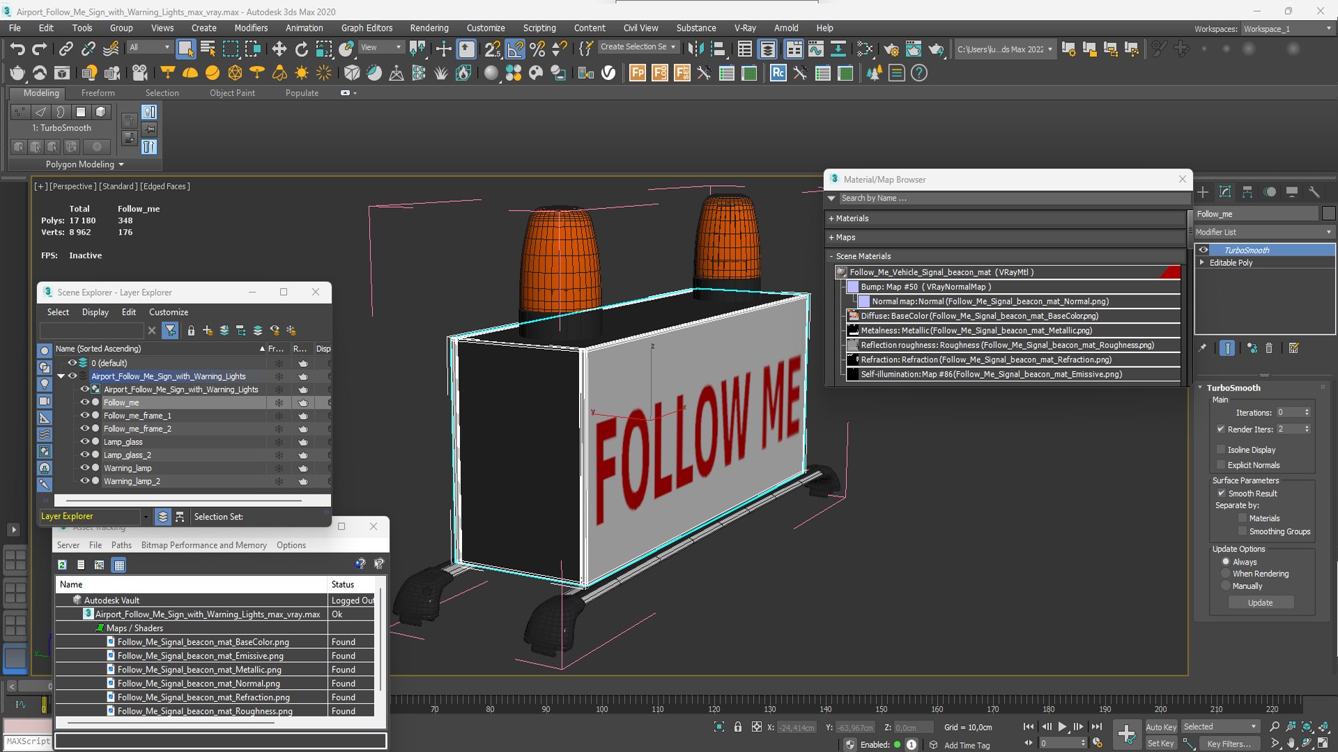 Airport Follow Me Sign With Warning Lights 3D - TurboSquid 2323091