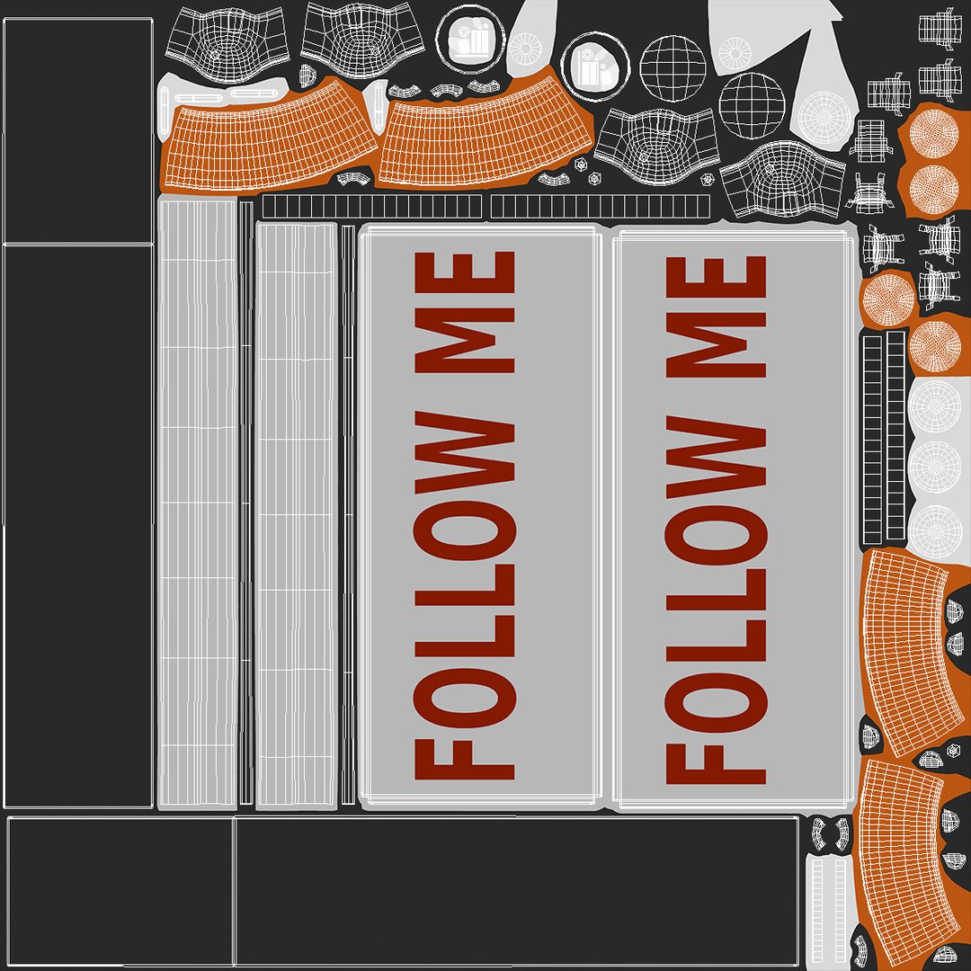 Airport Follow Me Sign With Warning Lights 3D - TurboSquid 2323091