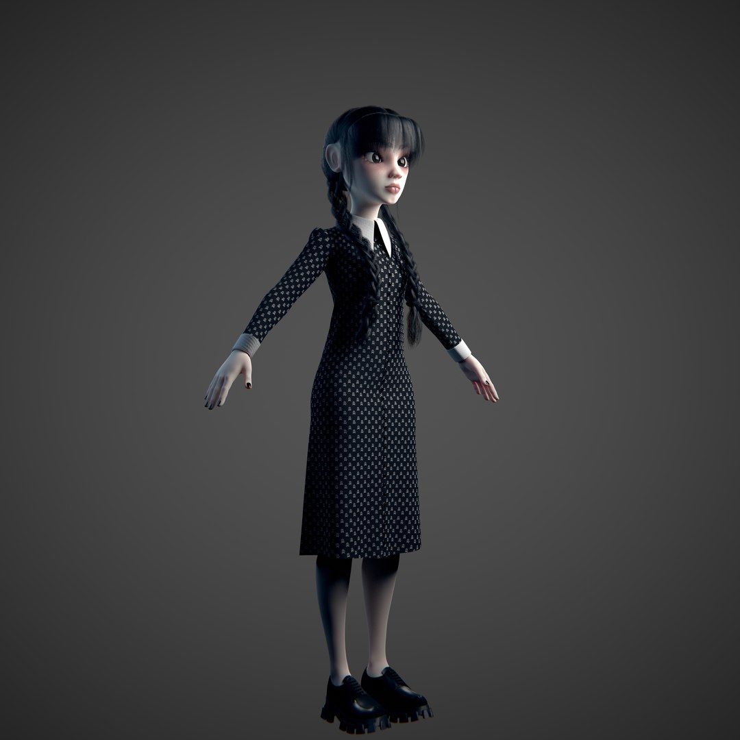 Wednesday Addams - Rigged 3D Character Model Low-poly Model ...