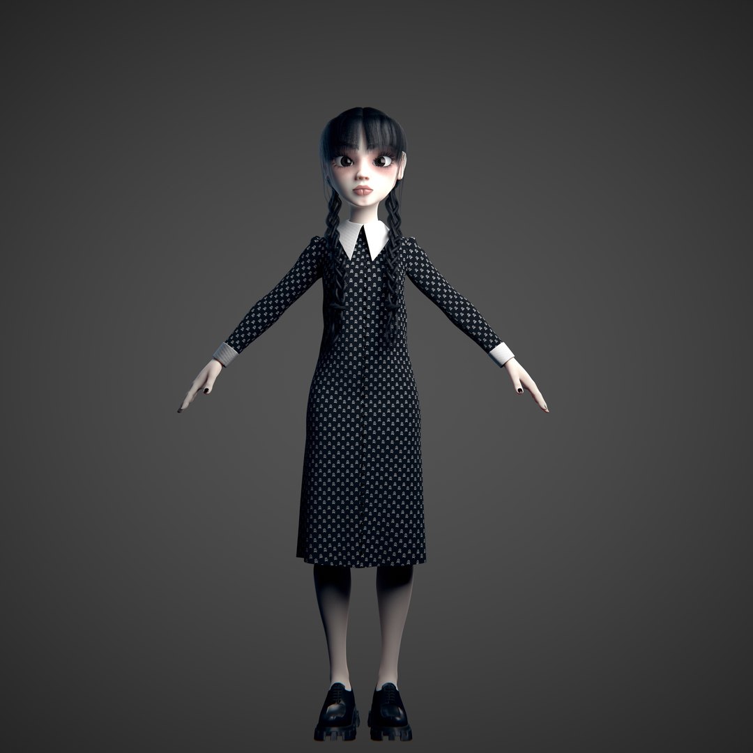 Wednesday Addams - Rigged 3D Character Model Low-poly Model ...