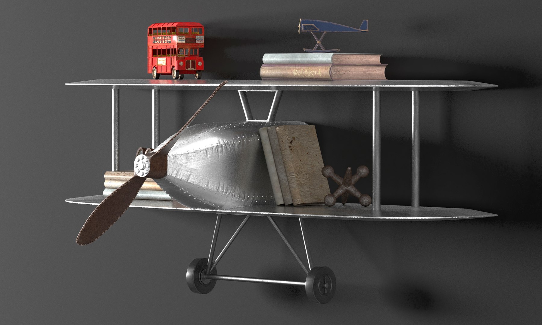 3D Model Vintage Airplane Metal Shelf - TurboSquid 1339505