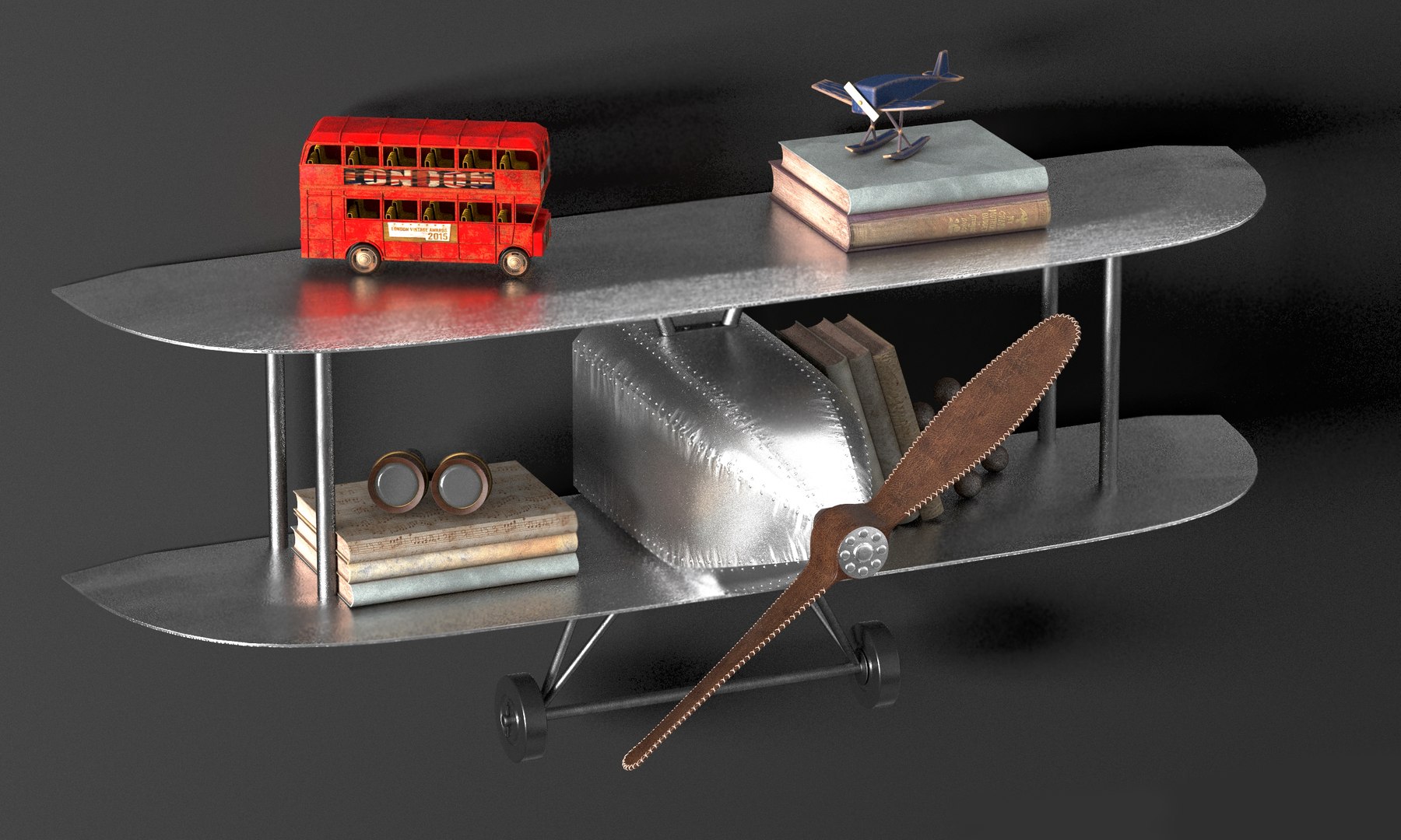 3D Model Vintage Airplane Metal Shelf - TurboSquid 1339505