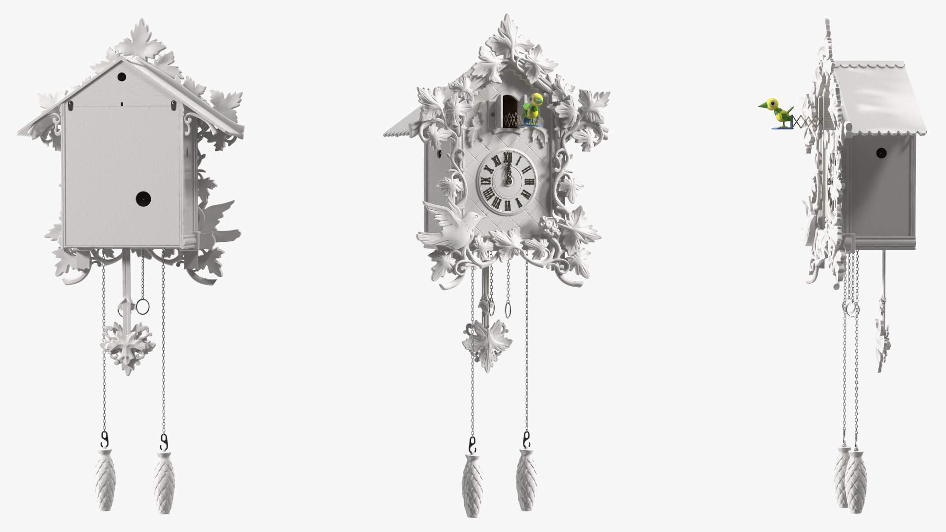 3D Model Wooden Cuckoo Clock White - TurboSquid 1902528