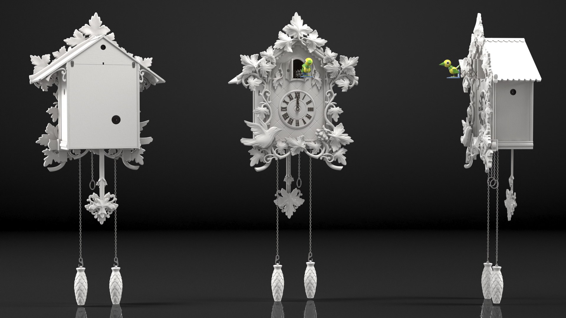 3D model Wooden Cuckoo Clock White - TurboSquid 1902528