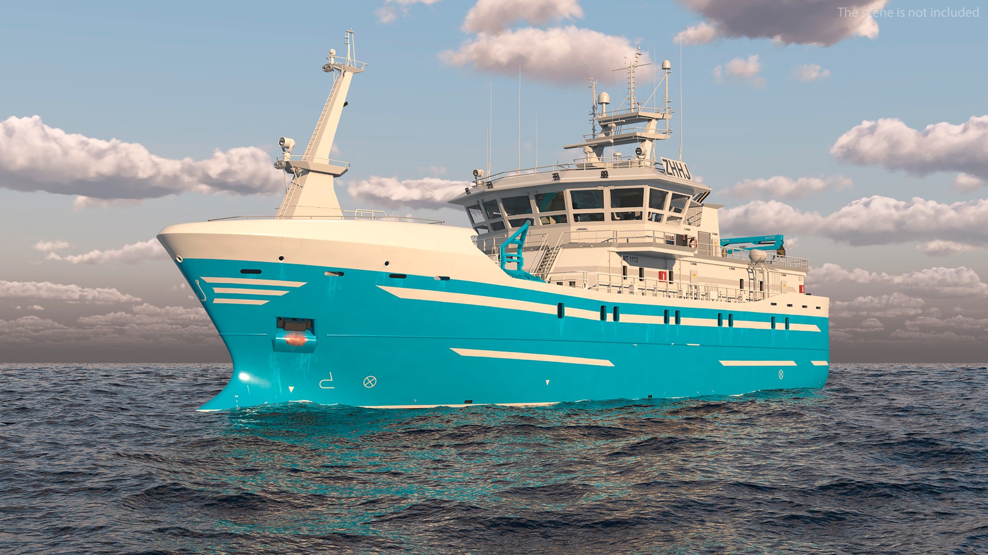 3D Model Commercial Fishing Trawler Light Blue - TurboSquid 2446635