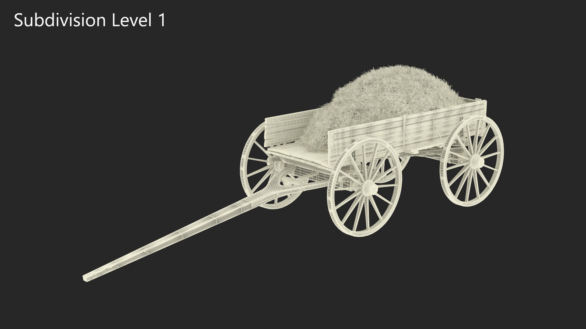 3D Wagon With Hay Model - TurboSquid 2376817