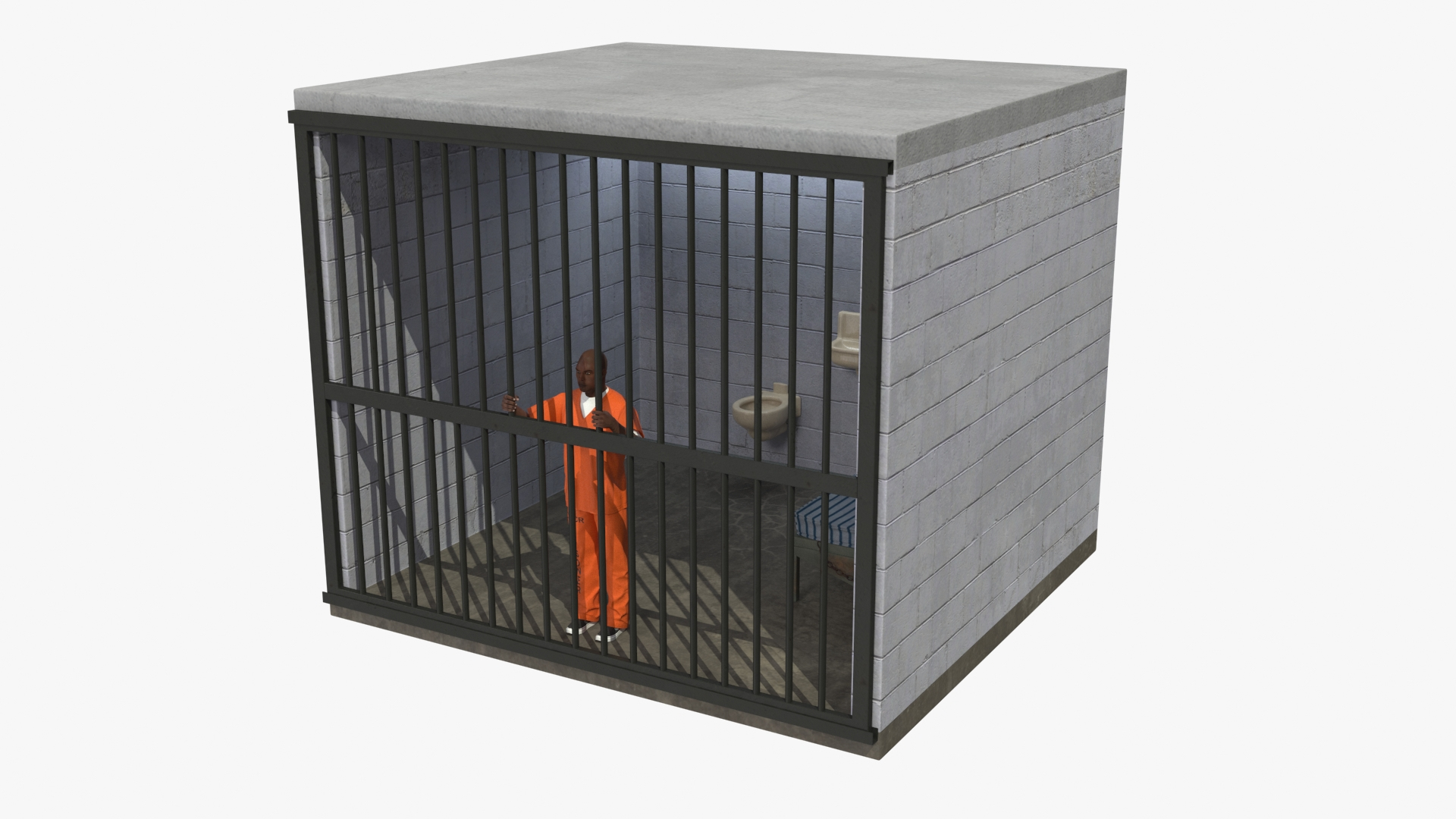 3D Black Prisoner In Jail Cell - TurboSquid 2363098