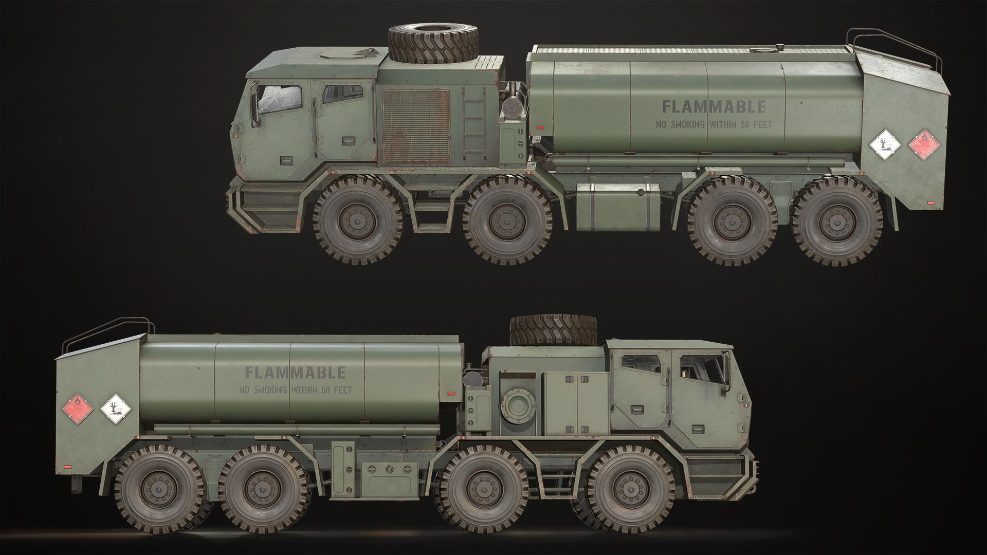 3D Heavy Military Truck V2 - Tanker - TurboSquid 2399571