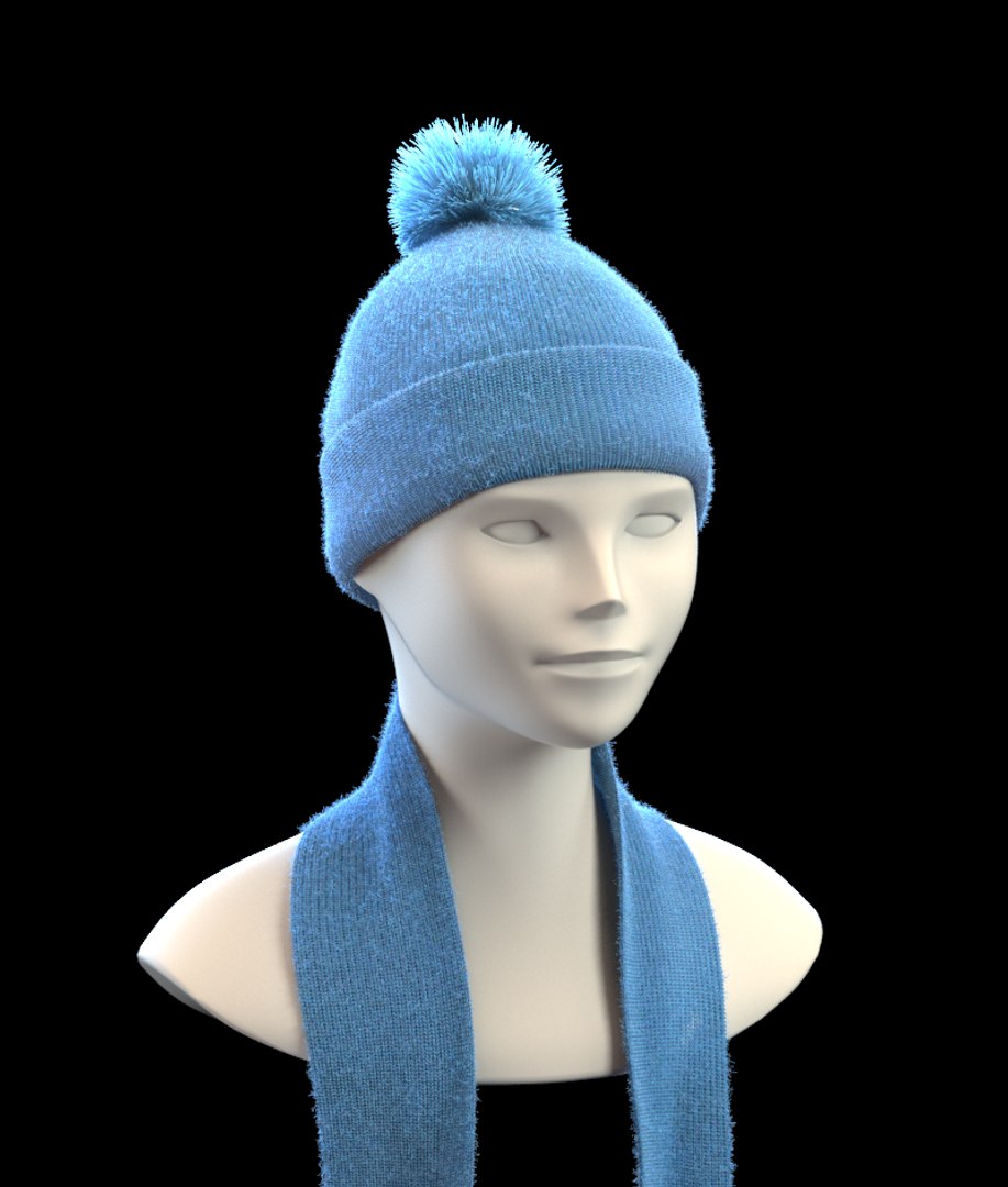 3d Winter Cap Scarf Model