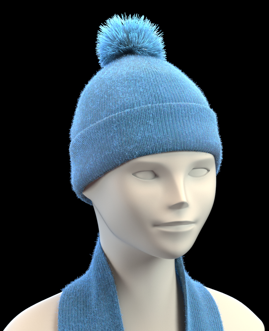 3d winter cap scarf model
