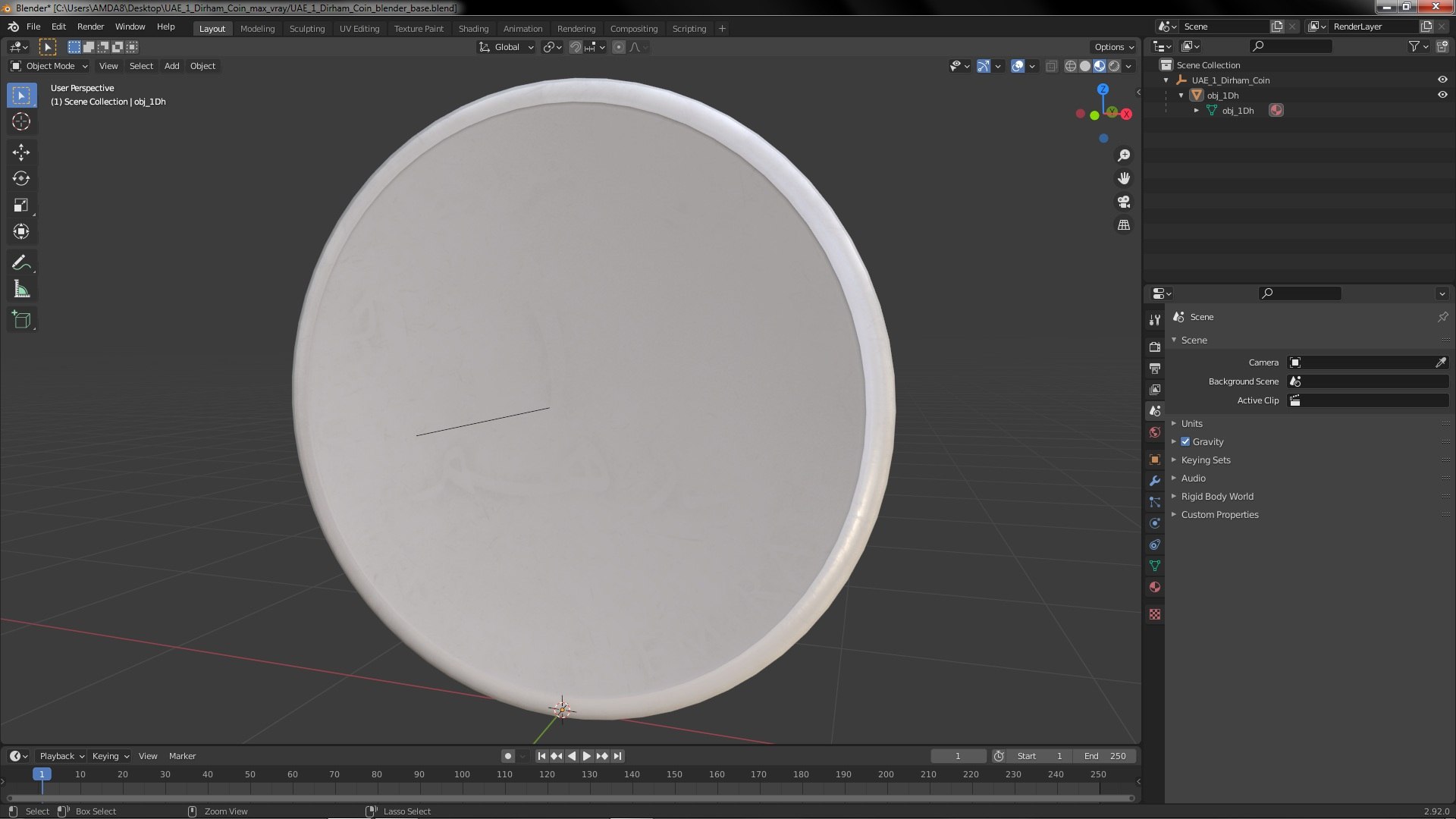 UAE 1 Dirham Coin 3D model - TurboSquid 1929620