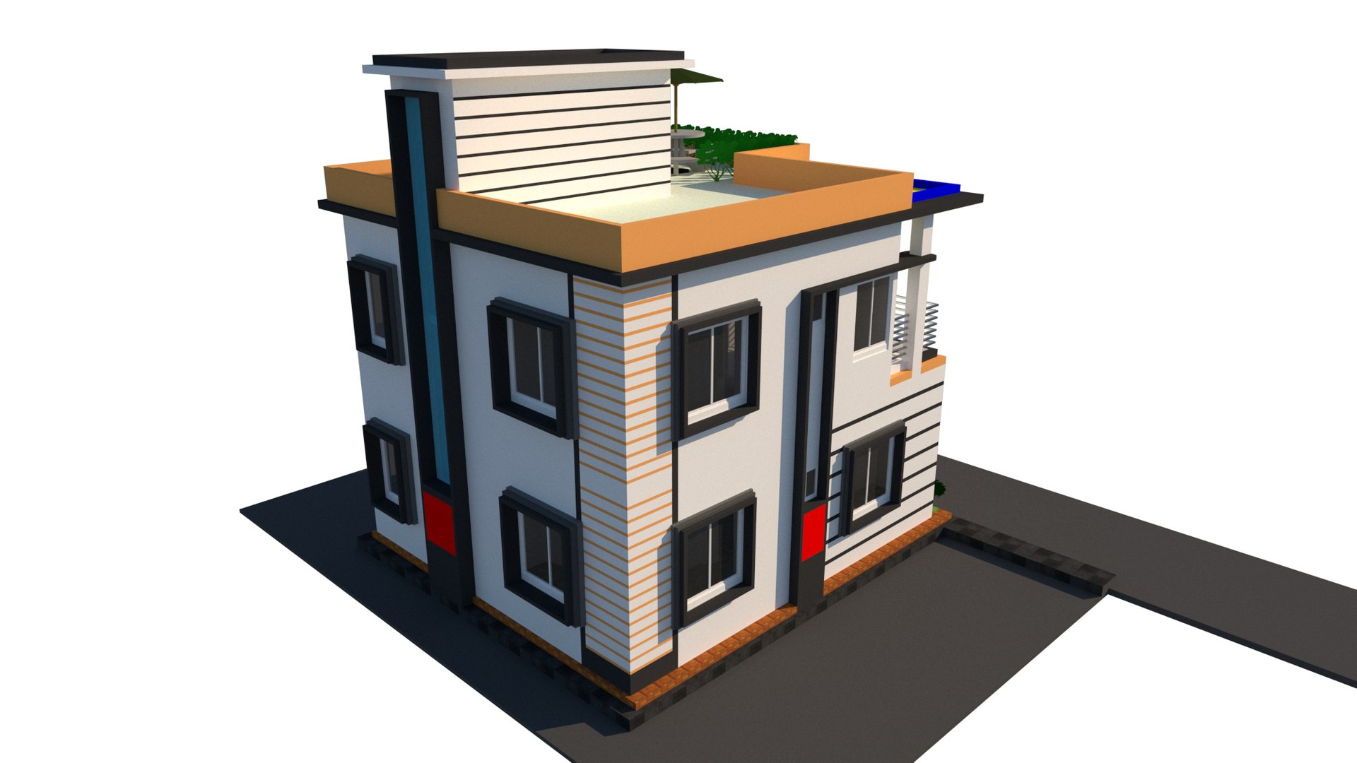 3D 700 Sft 3 Bed Duplex House Full Design Model - TurboSquid 2109333