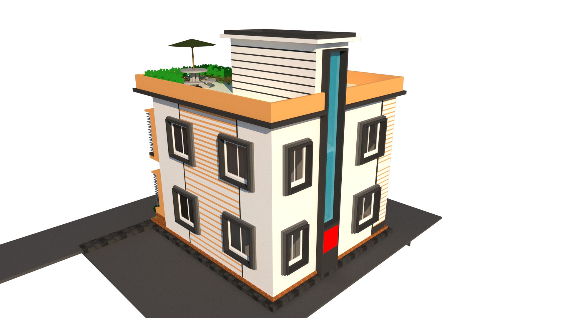 3D 700 Sft 3 Bed Duplex House Full Design Model - TurboSquid 2109333