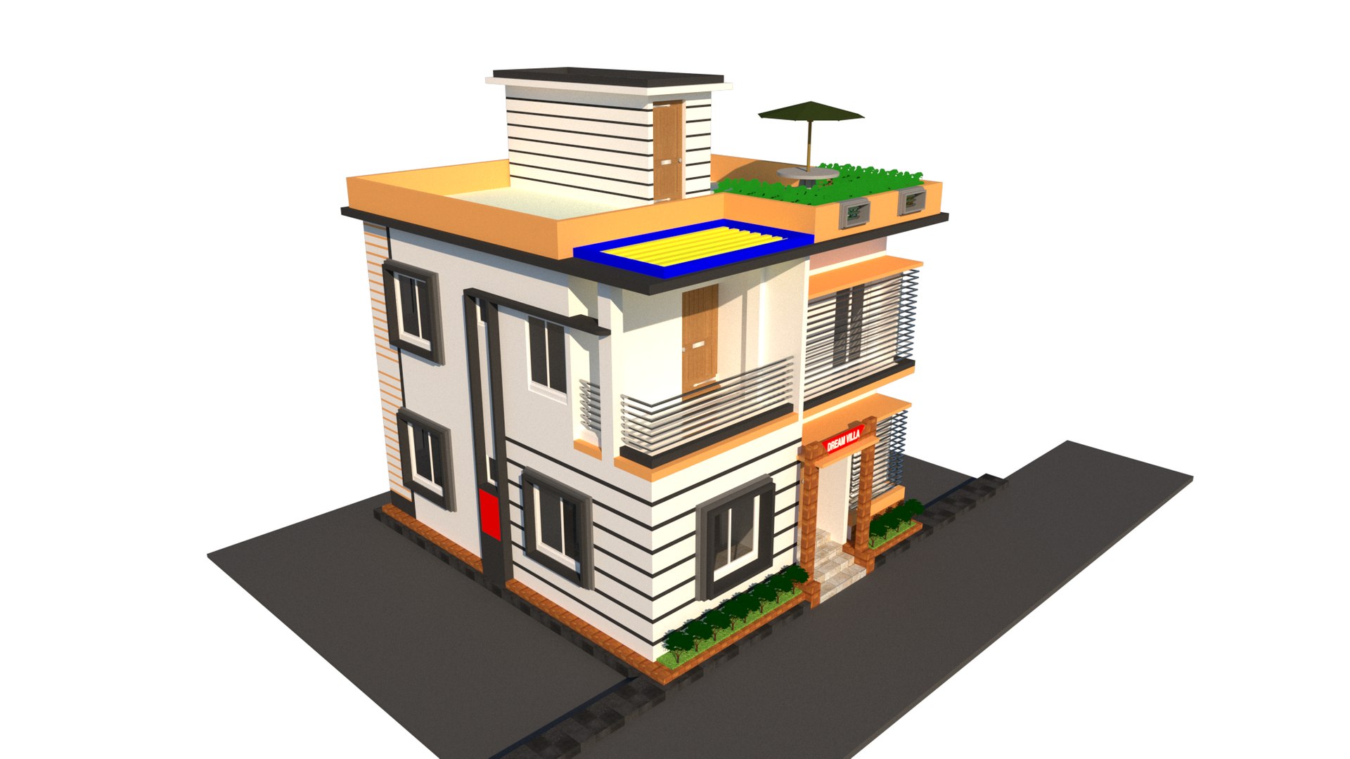 3D 700 Sft 3 Bed Duplex House Full Design Model - TurboSquid 2109333