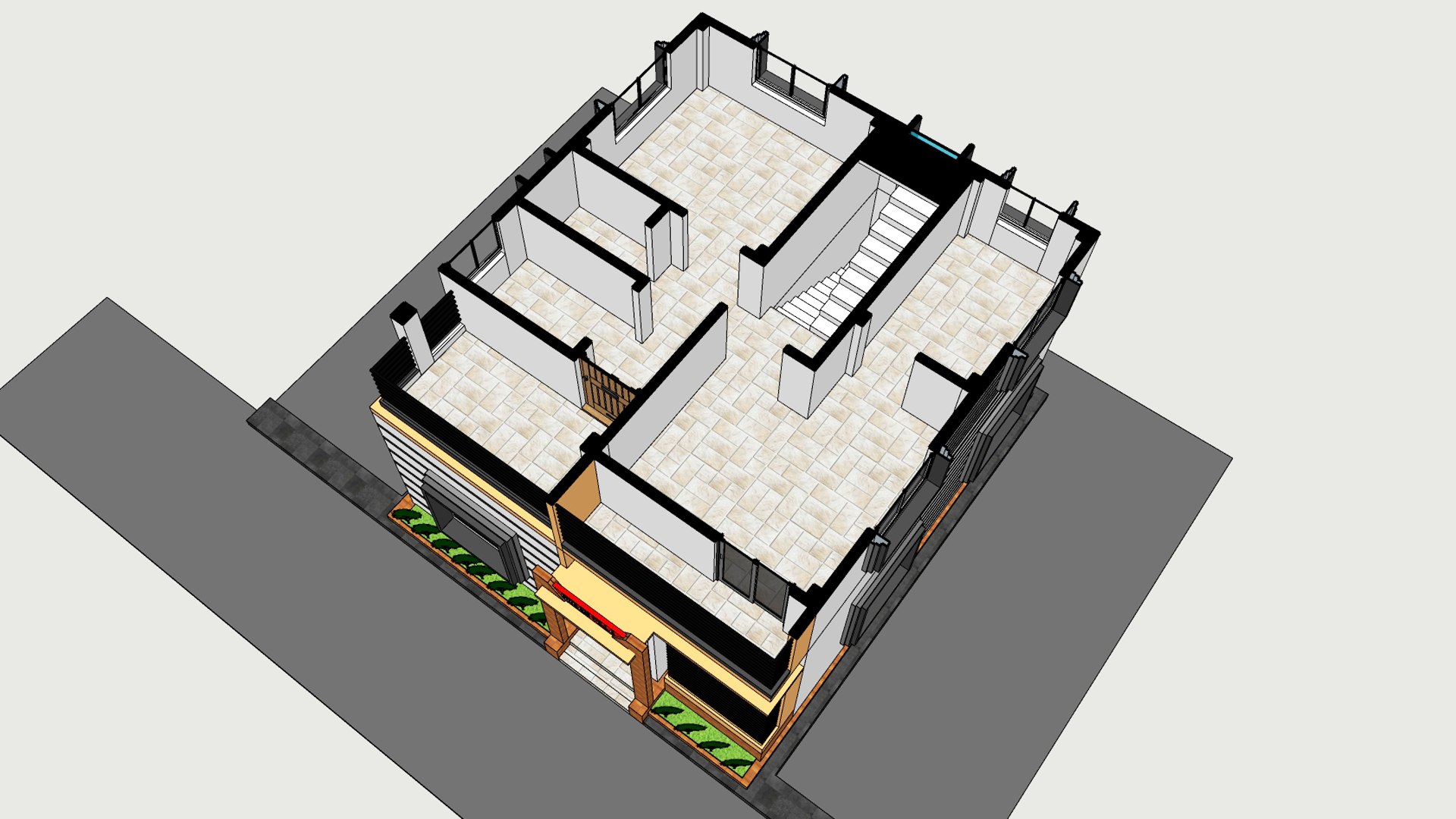 3D 700 Sft 3 Bed Duplex House Full Design Model - TurboSquid 2109333