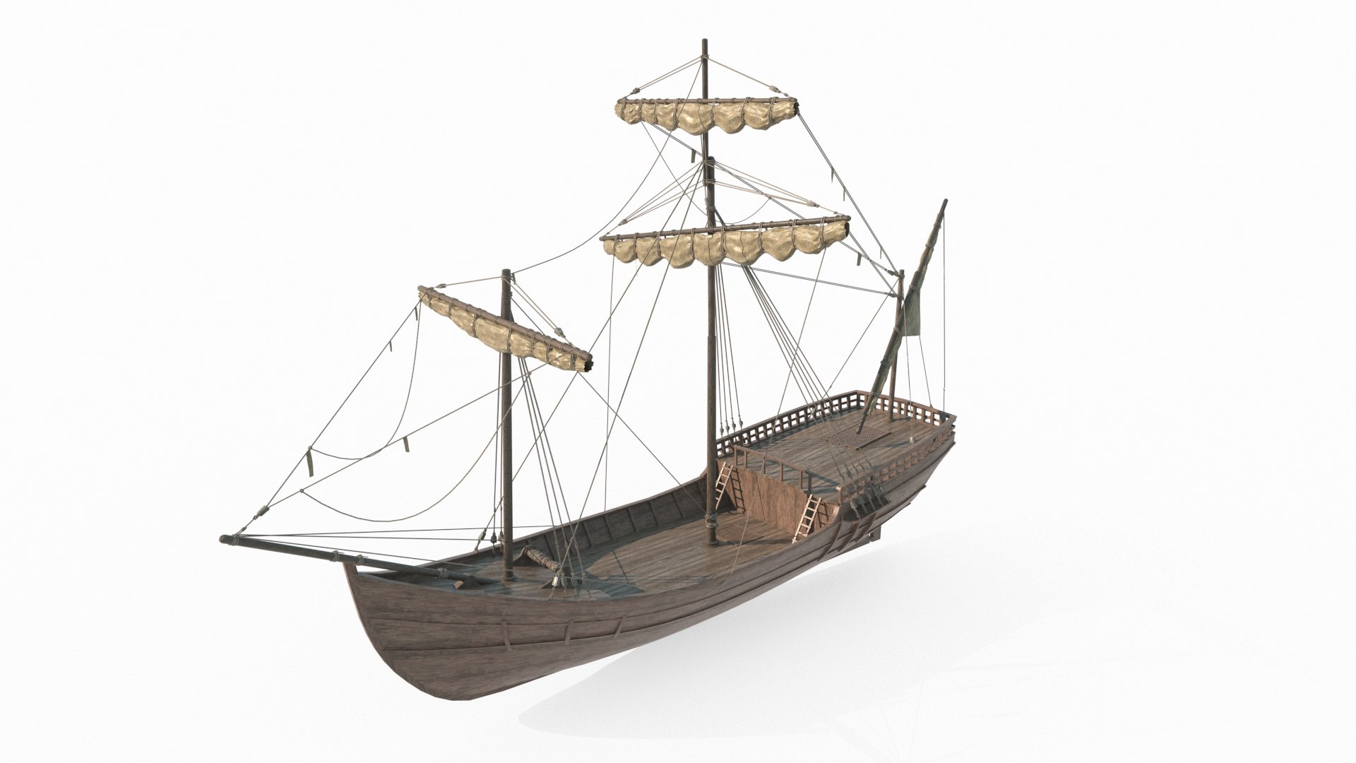 3D Model Ancient Medium-sized Sailboats - TurboSquid 2344132