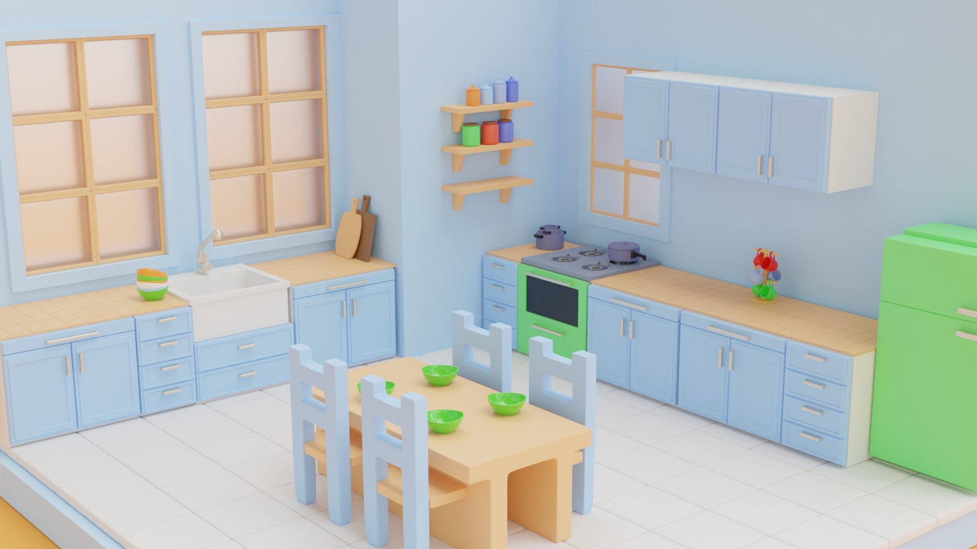 3D Toy Kitchen With Furniture Model - TurboSquid 1792542
